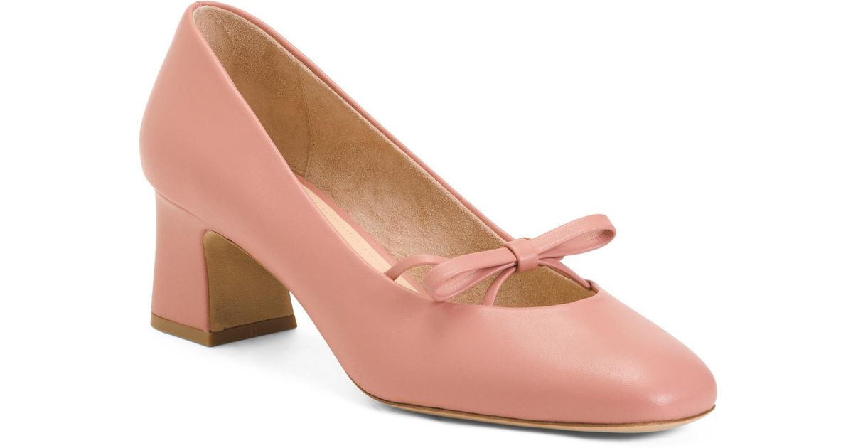 TJ Maxx Zion Leather Pumps With Bow Accent For in Pink | Lyst