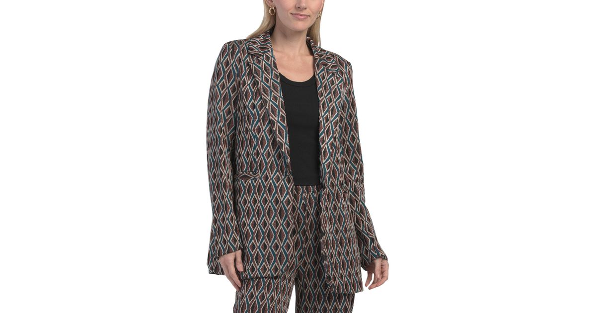 TJ Maxx Diamond Pattern Blazer, Polyester/Diamond in Gray | Lyst