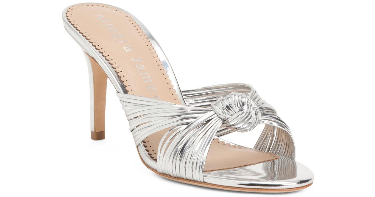 TJ Maxx Marly Metallic Heeled Sandals For Leather in White | Lyst