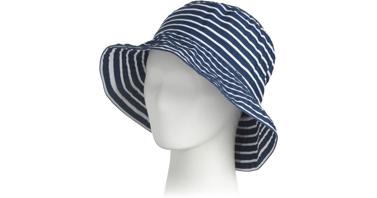 TJ Maxx Striped Ribbon Small Brim Hat For Polyester in Blue | Lyst