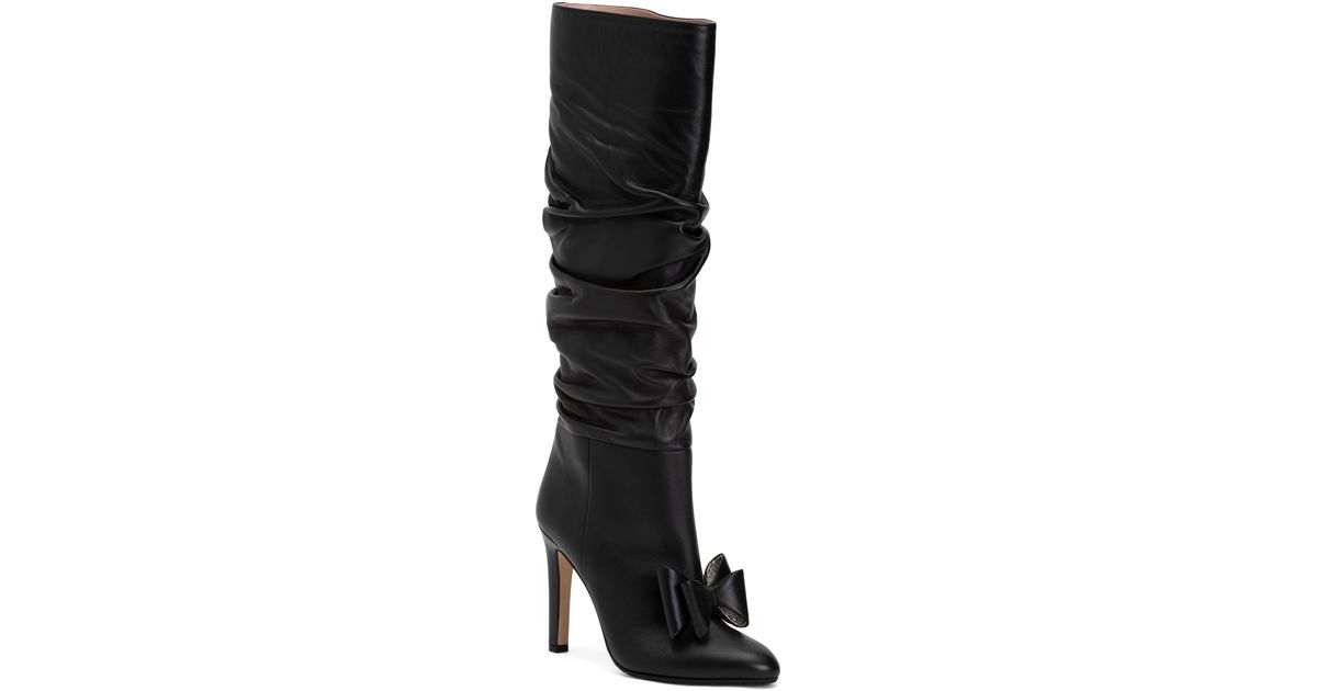 TJ Maxx Leather Piccadilly Tall Shaft Bow Boots For in Black | Lyst