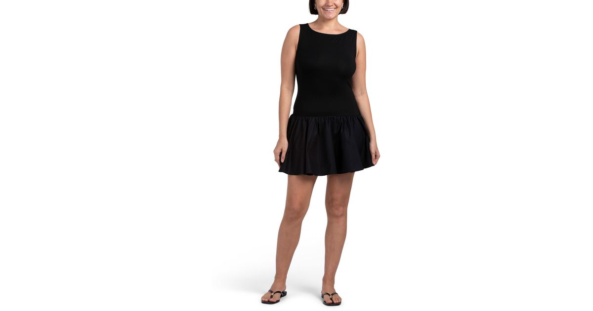TJ Maxx Helene Mini Drop Waist Dress For Spandex/Cotton in Black | Lyst
