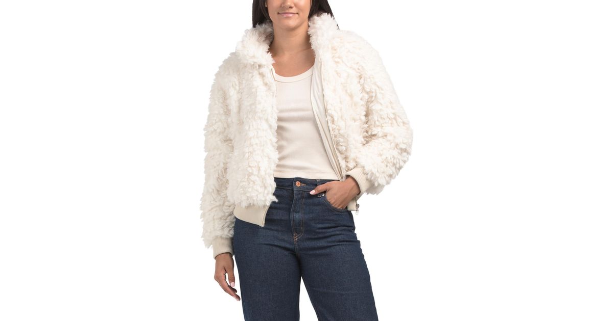 TJ Maxx Sherpa Zip Up Cropped Jacket For Spandex/Polyester in White | Lyst