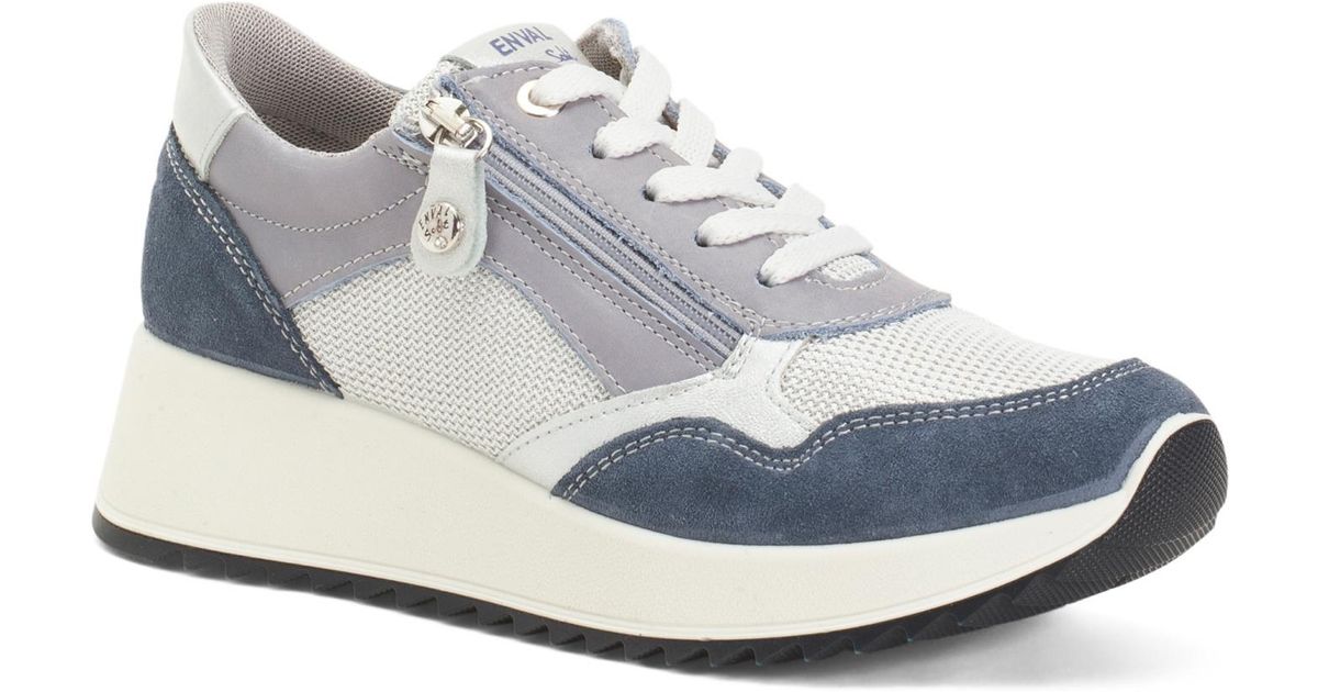 TJ Maxx Leather Sneakers With Lateral Zip For Leather/Suede in White | Lyst