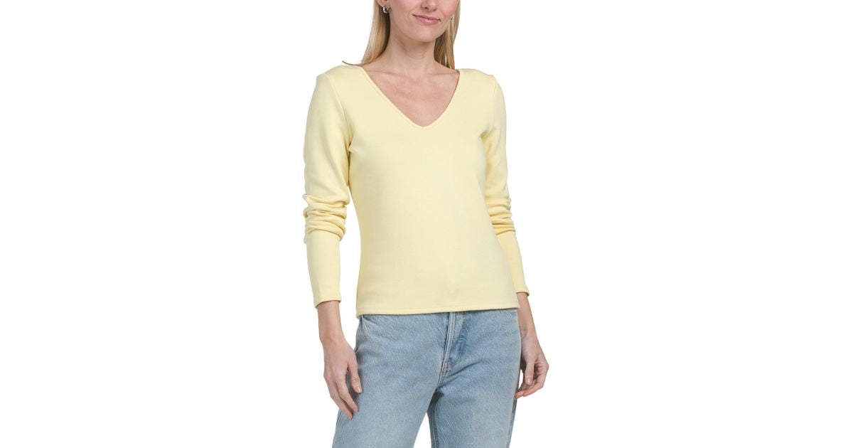 TJ Maxx Milano Knit Long Sleeve Double V-Neck Top For Spandex/Polyester ...