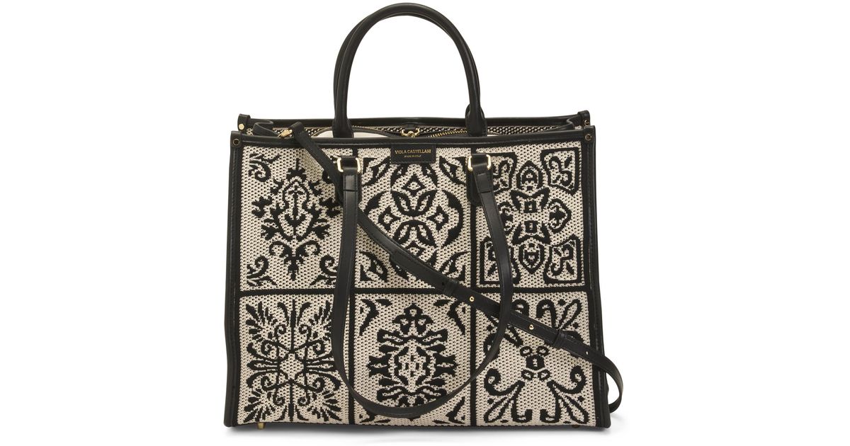 TJ Maxx Crochet Tote With Interior Pouch For Leather in Black | Lyst