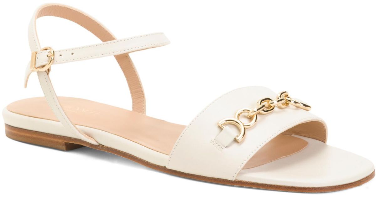 TJ Maxx Patent Leather Kelly Snaffle Flat Sandals For in White | Lyst