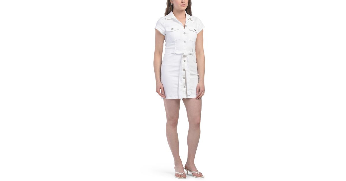 TJ Maxx Denim Mini Dress For Spandex/Cotton in White | Lyst