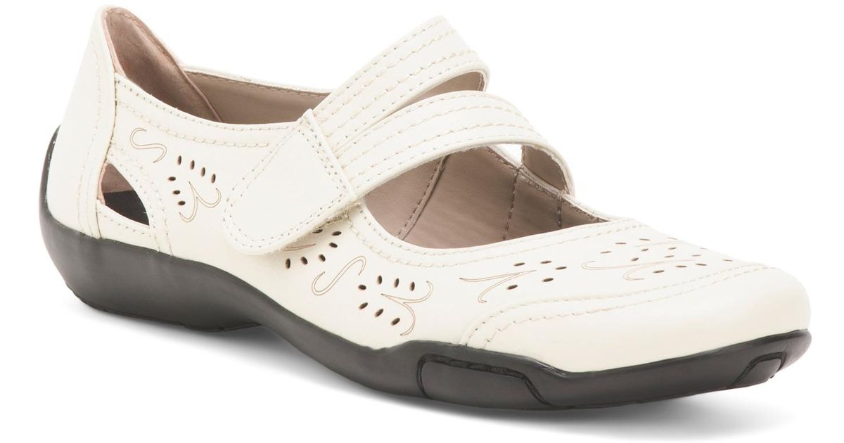 TJ Maxx Extra Wide Leather Chelsea Mary Jane Flats For in White | Lyst
