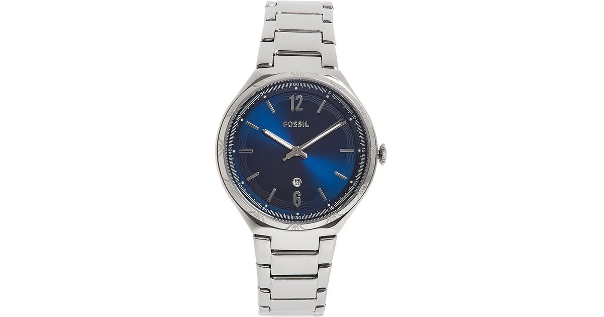 Fossil Tone & Blue Watch in Silver (Metallic) | Lyst UK