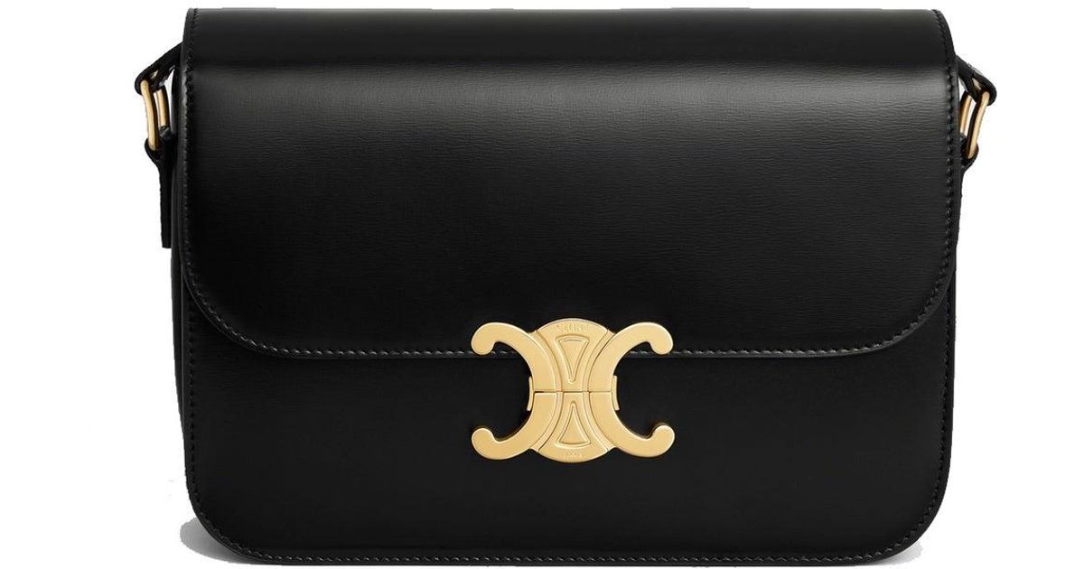 Celine Classique Triomphe Bag in Black | Lyst
