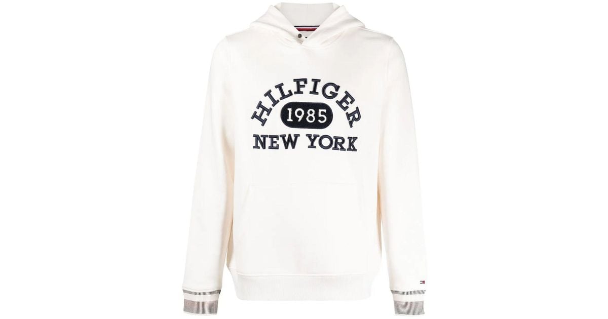 Tommy Hilfiger Monotype Collegiate Hoodie in White for Men | Lyst UK
