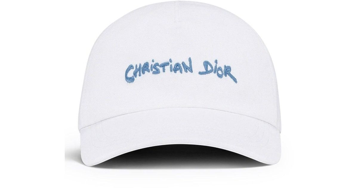 Dior Cotton Signature Cap in White for Men | Lyst