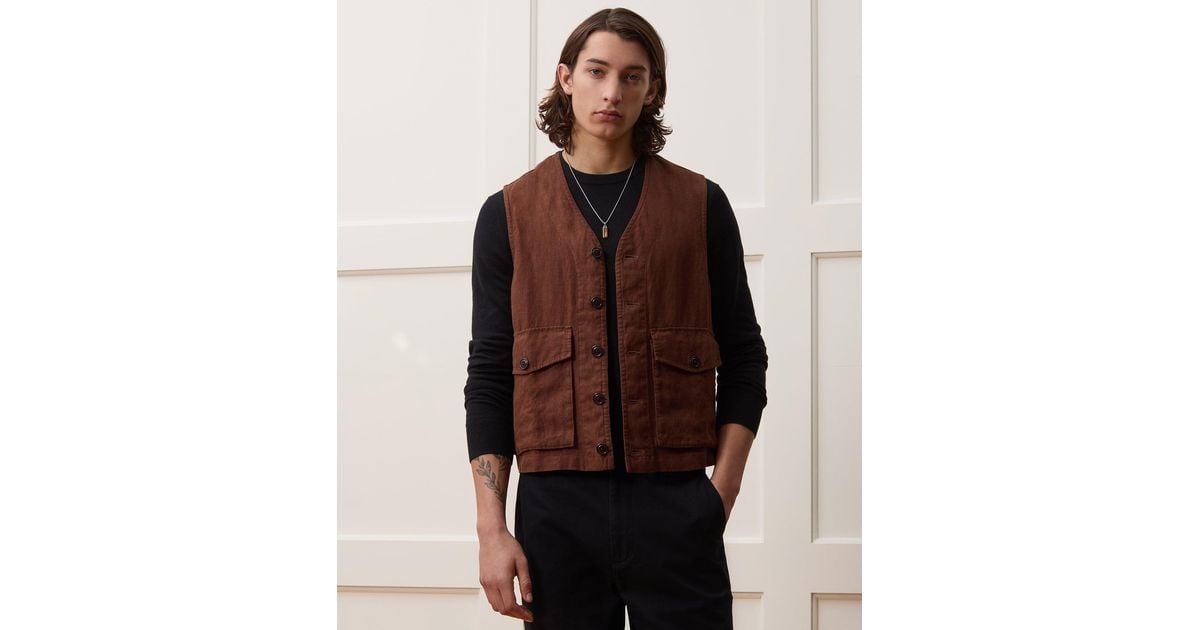 Todd Snyder Linen Utility Vest in Brown for Men | Lyst