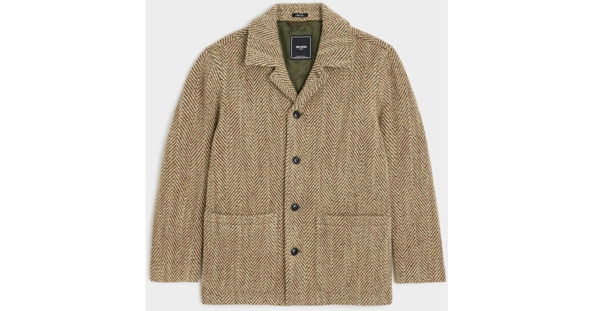 Todd Snyder Herringbone Cafe Jacket in Natural for Men | Lyst