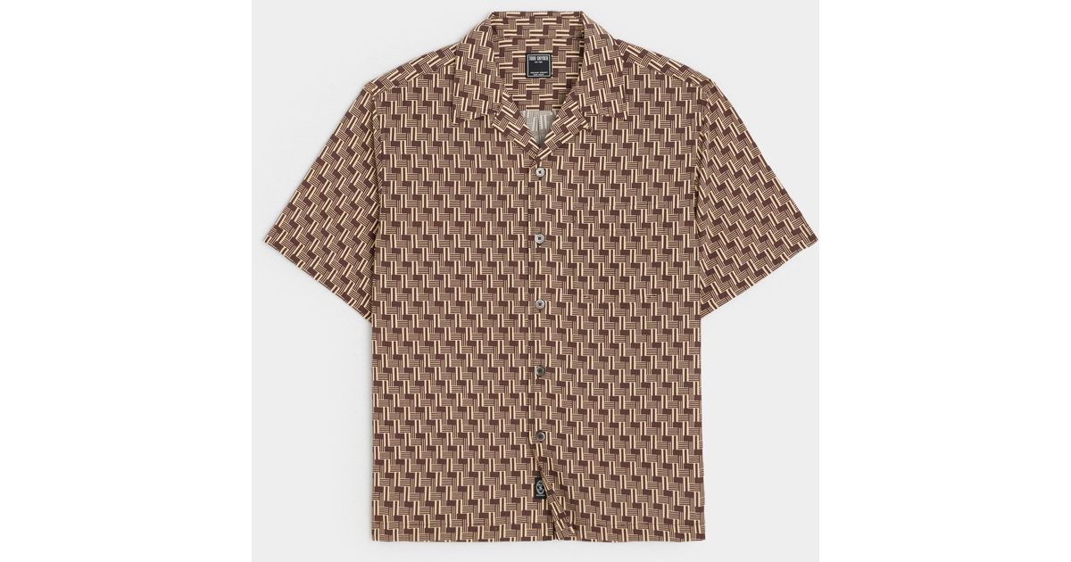 Todd Snyder Cropped Silk-cotton Camp Collar Shirt in Brown for Men | Lyst