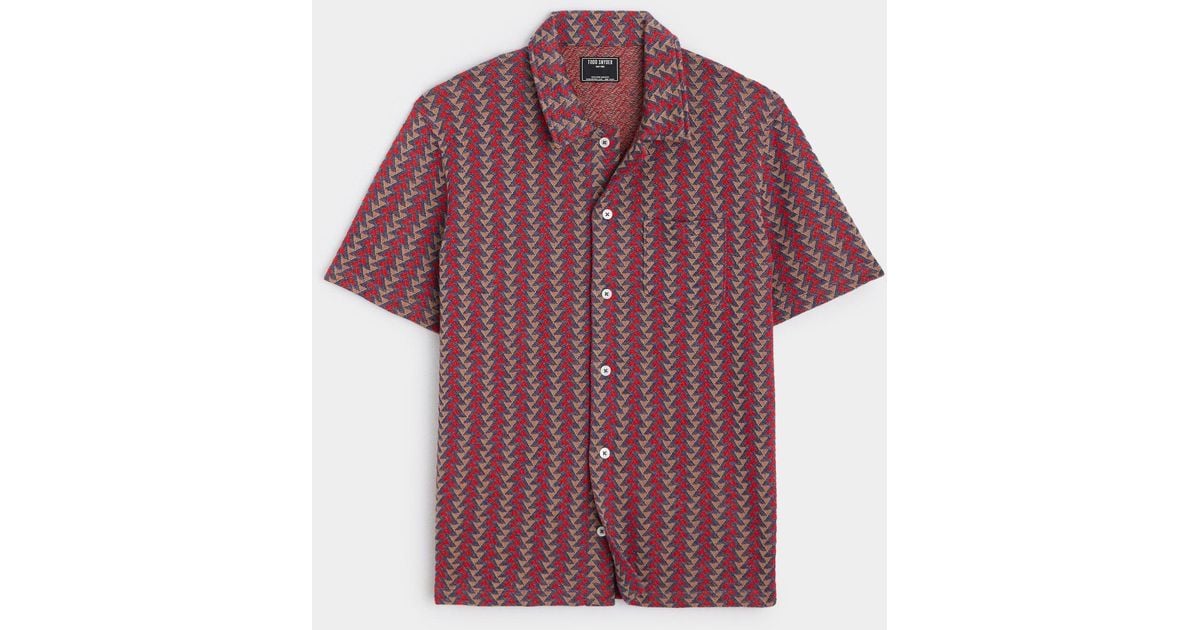 Todd Snyder Triangle Knit Jacquard Shirt in Red for Men | Lyst