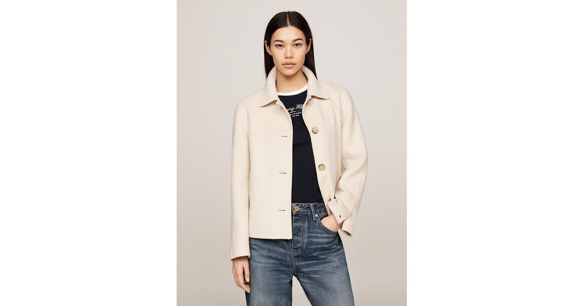 Tommy Hilfiger Double Faced Short Trench Coat in Natural | Lyst UK