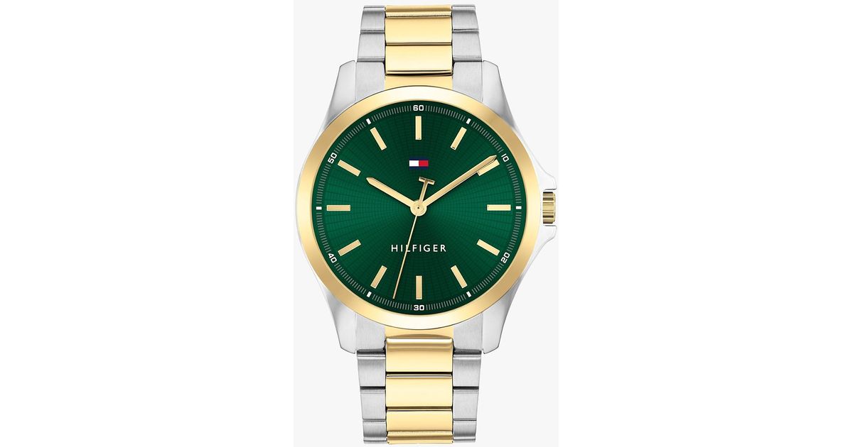 Tommy Hilfiger Two-tone Green Dial Chain-link Watch for Men | Lyst UK