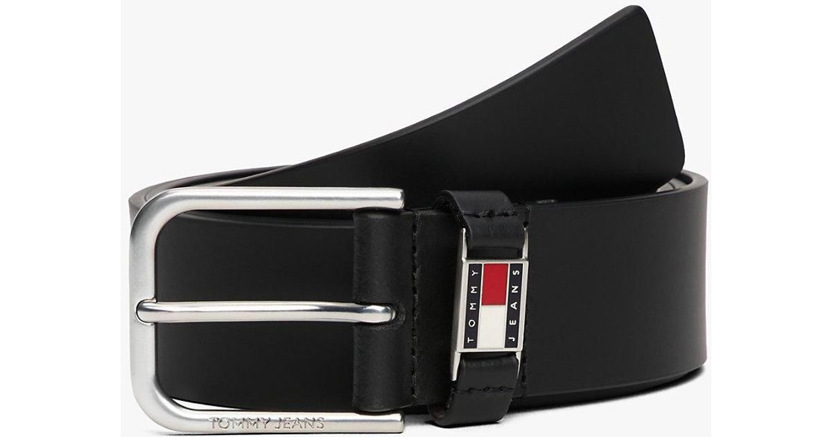 Tommy Hilfiger Scanton Debossed Square Buckle Leather Belt in Black for ...