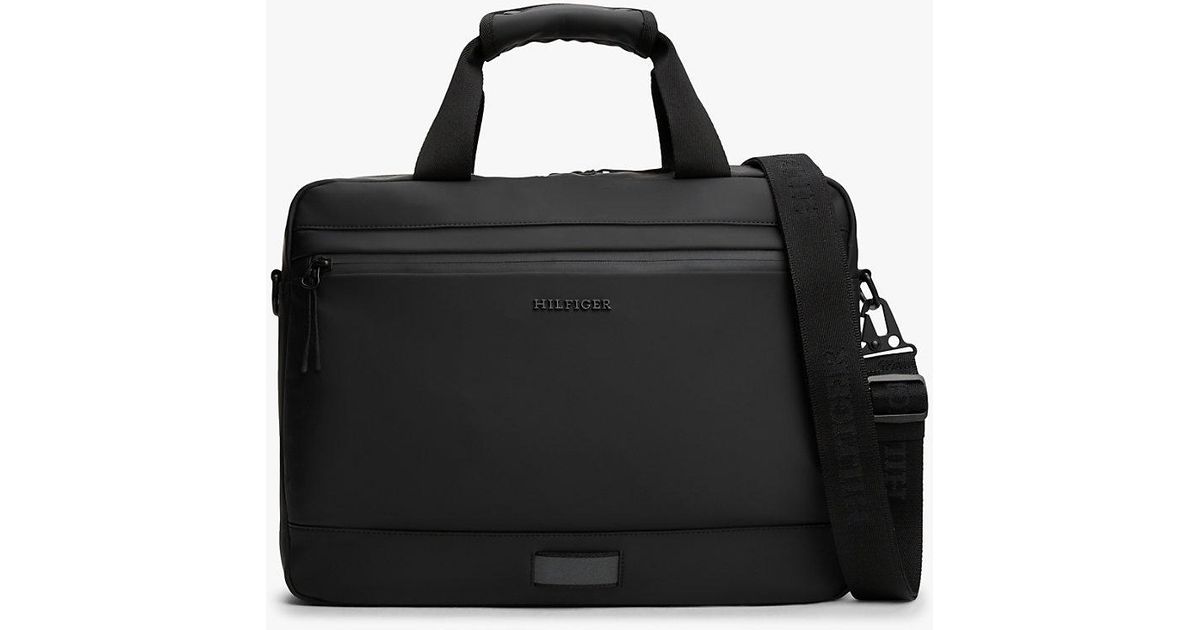 Tommy Hilfiger Textured Logo Laptop Bag in Black for Men | Lyst UK