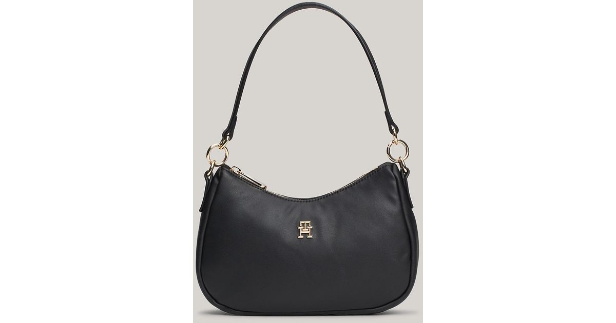Tommy Hilfiger Th Monogram Plaque Shoulder Bag in Black | Lyst UK