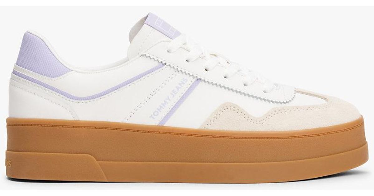 Tommy Hilfiger The Greenwich Platform Trainers With Leather in White ...
