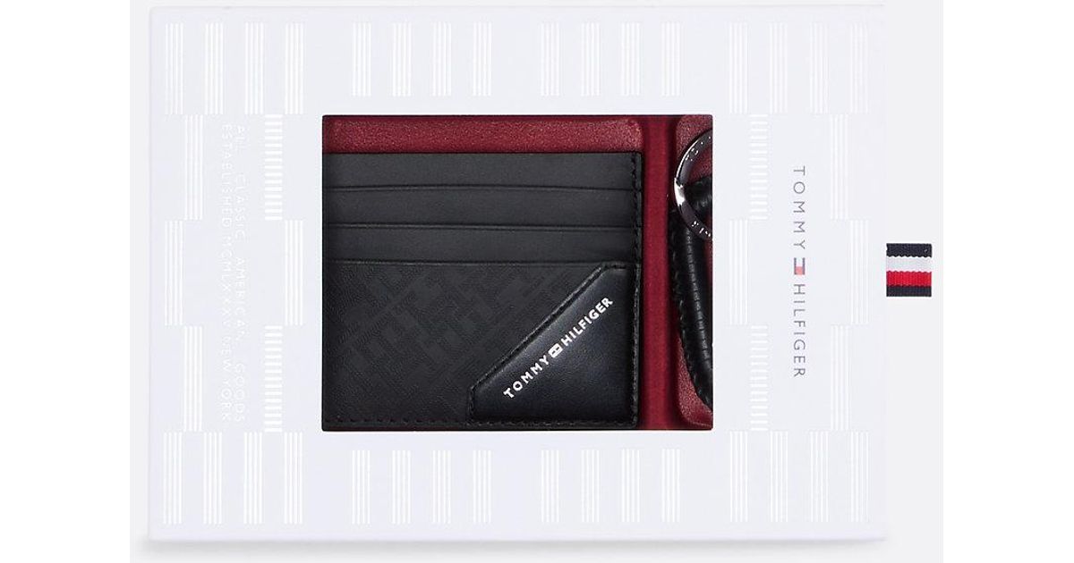 Tommy Hilfiger Leather Card Holder And Key Fob Gift Set in White for ...