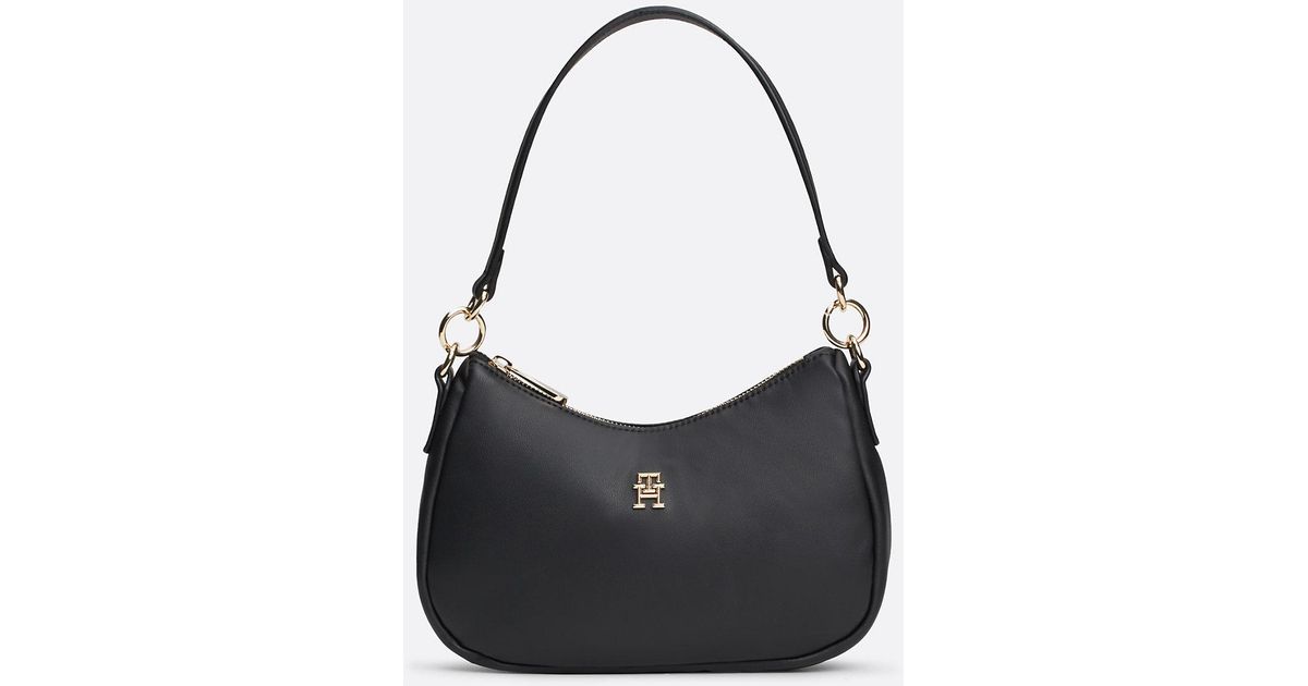 Tommy Hilfiger Th Monogram Plaque Shoulder Bag in Black | Lyst UK