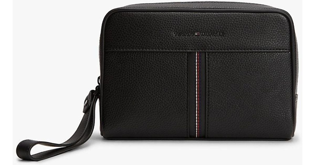 Tommy Hilfiger Metal Logo Pebble Grain Pouch in Black for Men | Lyst UK