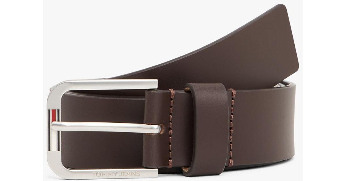 Tommy Hilfiger Austin Signature Square Buckle Leather Belt in Brown for ...