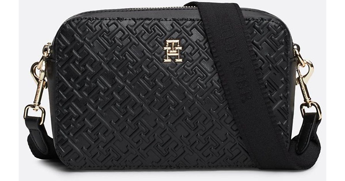 Tommy Hilfiger Th Monogram Embossed Camera Bag in Black | Lyst UK