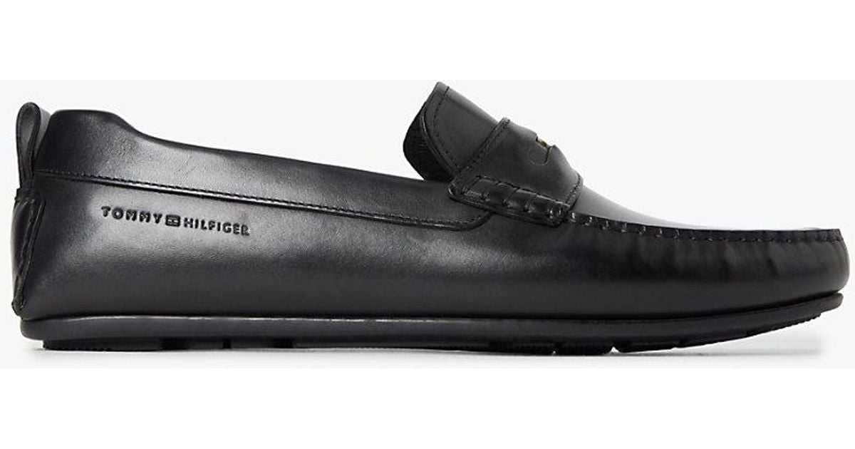 Tommy Hilfiger Leather Debossed Logo Driver Shoes in White for Men ...