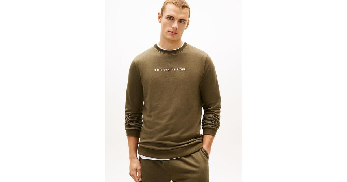 Tommy Hilfiger Th Original Logo Embroidery Track Top in Green for Men ...