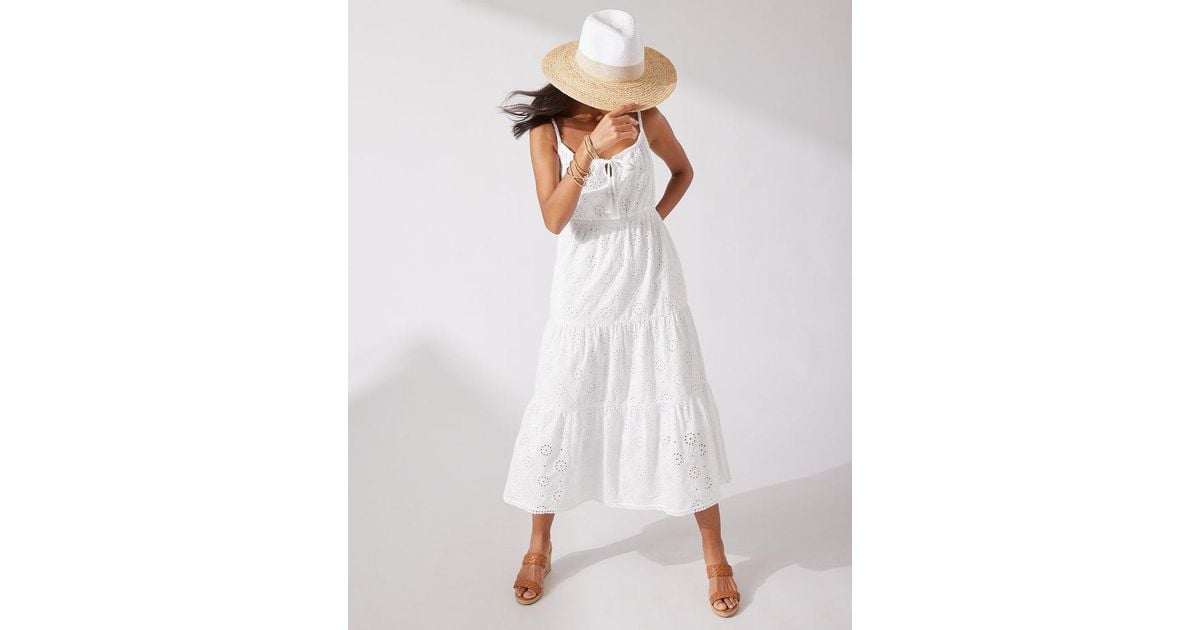 Tommy Bahama Harbour Eyelet Tiered Dress In White Lyst