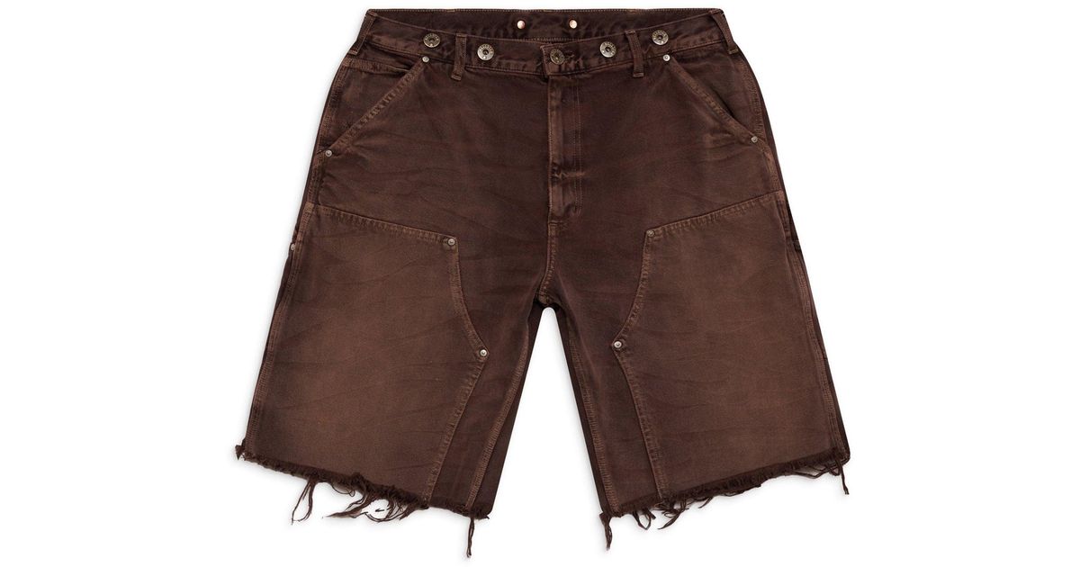 HELLSTAR Denim Shorts in Brown | Lyst