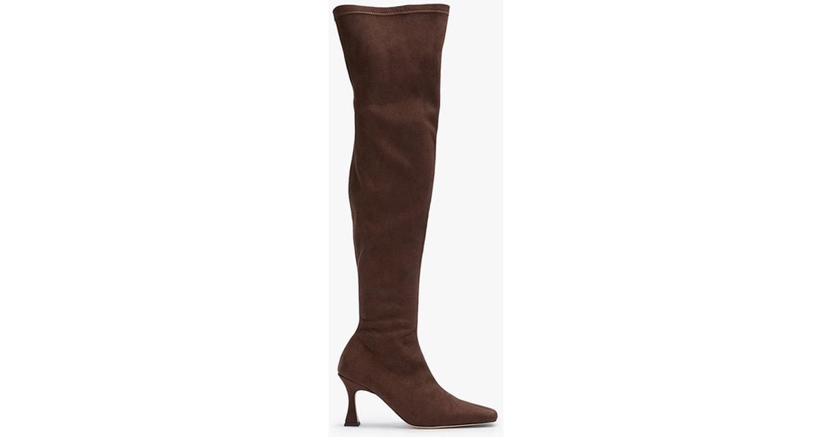 Tony Bianco Fancy Choc Stretch Suede Dress Boot Long in Brown | Lyst