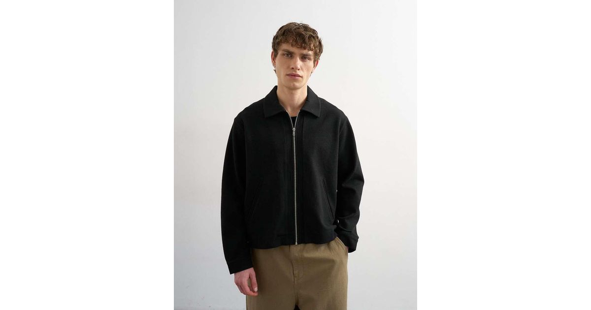 TOPMAN Premium Boxy Fit Jersey Jacket in Black for Men | Lyst UK