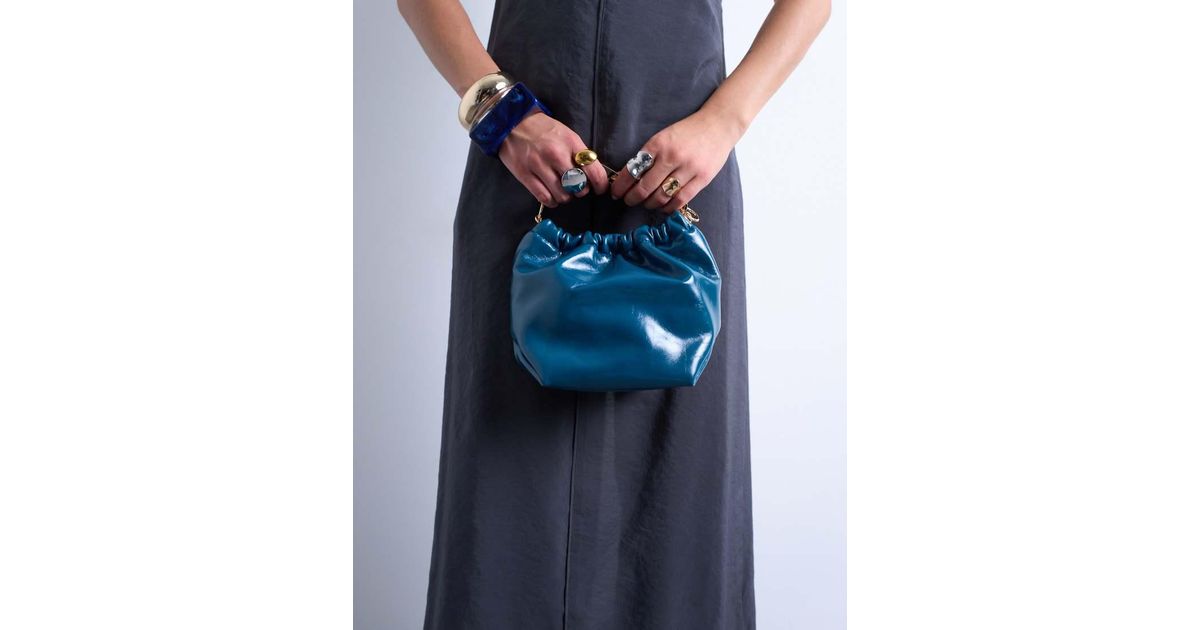 TOPSHOP Gabriette Metal Trim Handle Grab Bag in Blue | Lyst UK