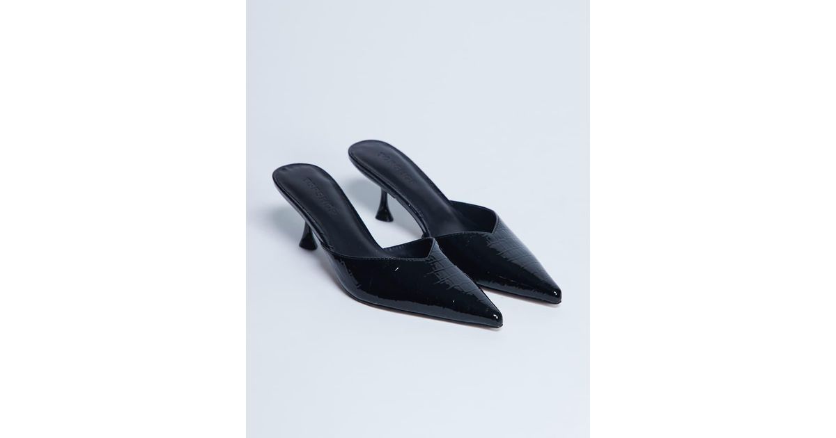 TOPSHOP Ivette Croc Patent Close Toe Mule in Blue | Lyst UK
