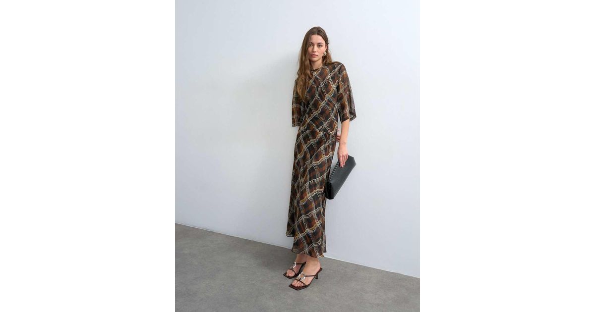 TOPSHOP Curved Waistband Chiffon T-Shirt Maxi Dress in Grey | Lyst UK