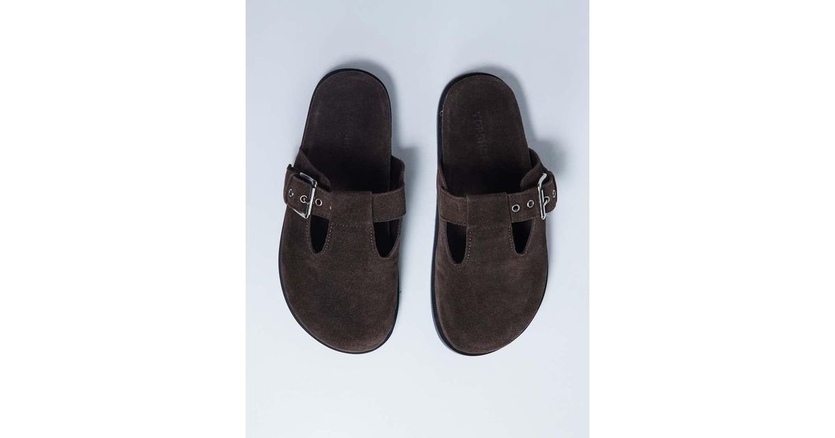 TOPSHOP Annie Real Leather Buckle Clog in Black | Lyst UK