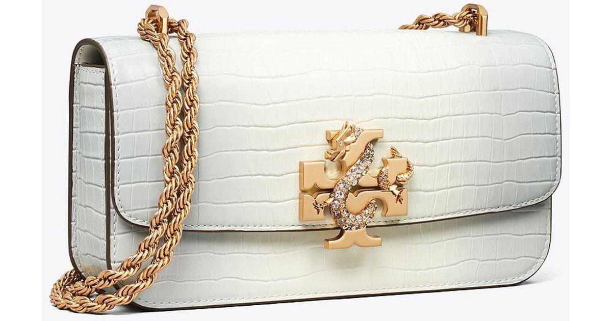 Tory Burch Eleanor Embossed Rectangular Bag in White | Lyst