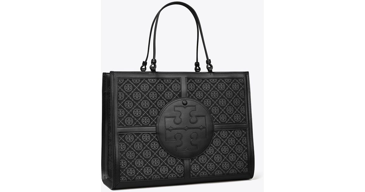 Tory Burch T Monogram Ella Quadrant Tote in Black | Lyst