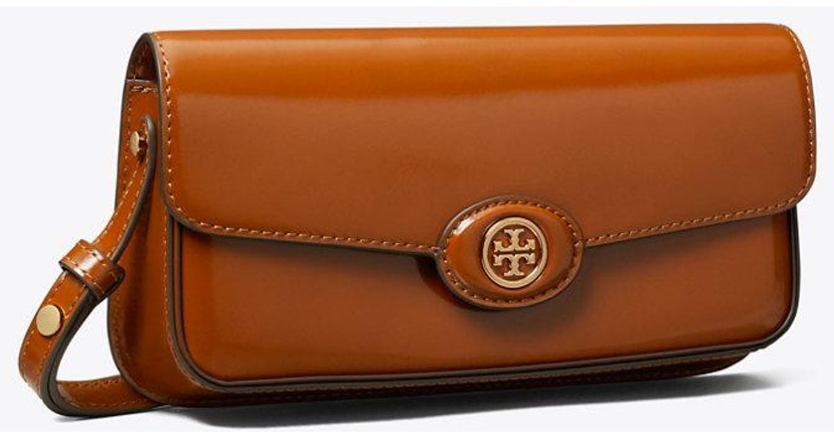 Tory Burch Robinson Spazzolato Rectangular Shoulder Bag in Brown | Lyst