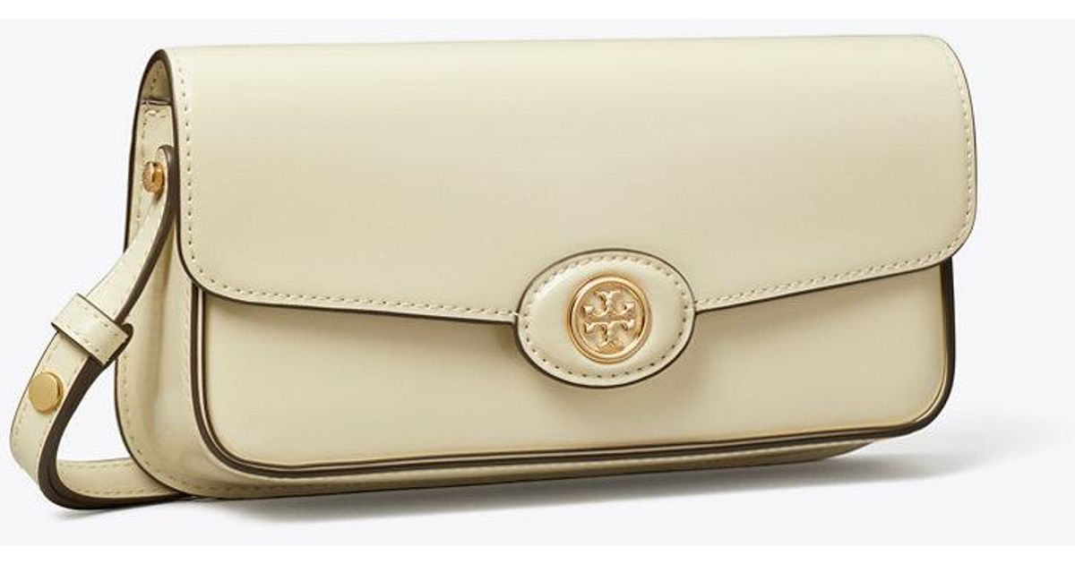 Tory Burch Robinson Spazzolato Rectangular Shoulder Bag in Natural | Lyst