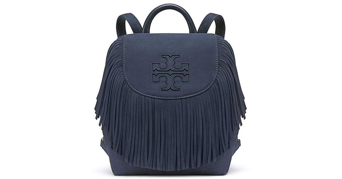 Tory Burch Harper Fringe Mini Backpack in Blue | Lyst