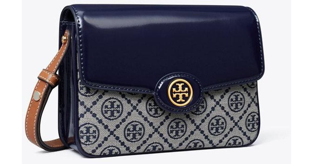 Tory Burch 'Robinson T Monogram' Shoulder Bag in Blue | Lyst