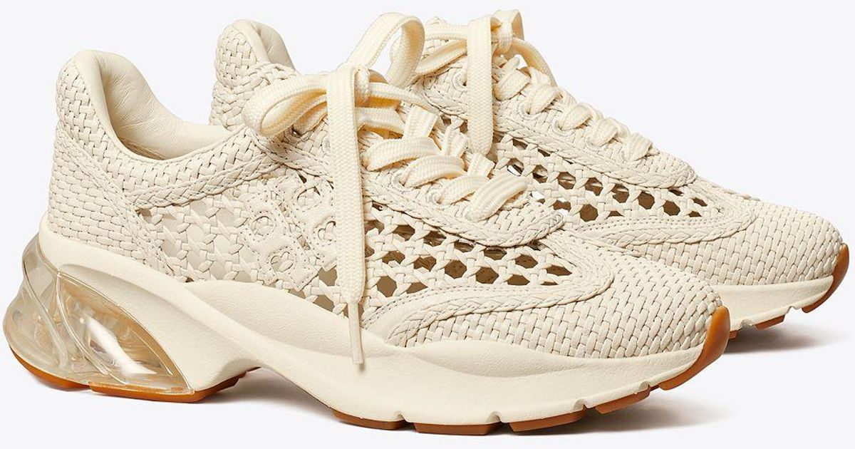 Tory Burch Good Luck Woven Trainer in White | Lyst