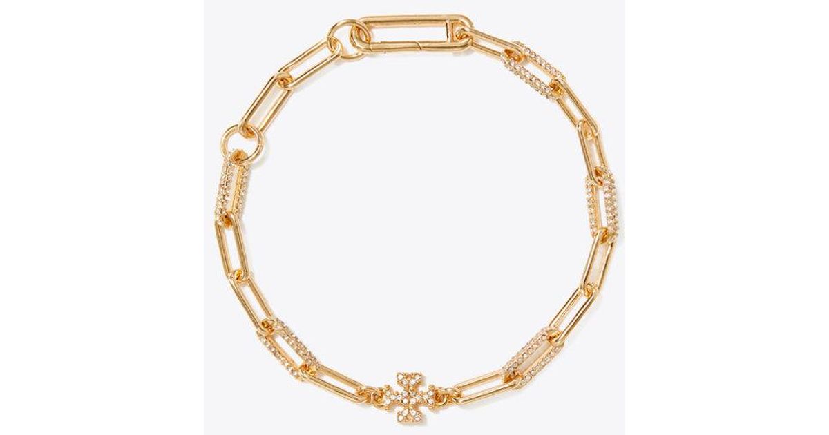 Tory Burch Good Luck Chain Pavé Bracelet in Metallic | Lyst